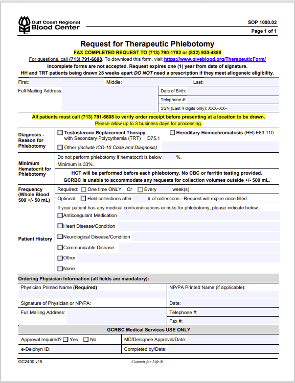 Therapeutic Request Form